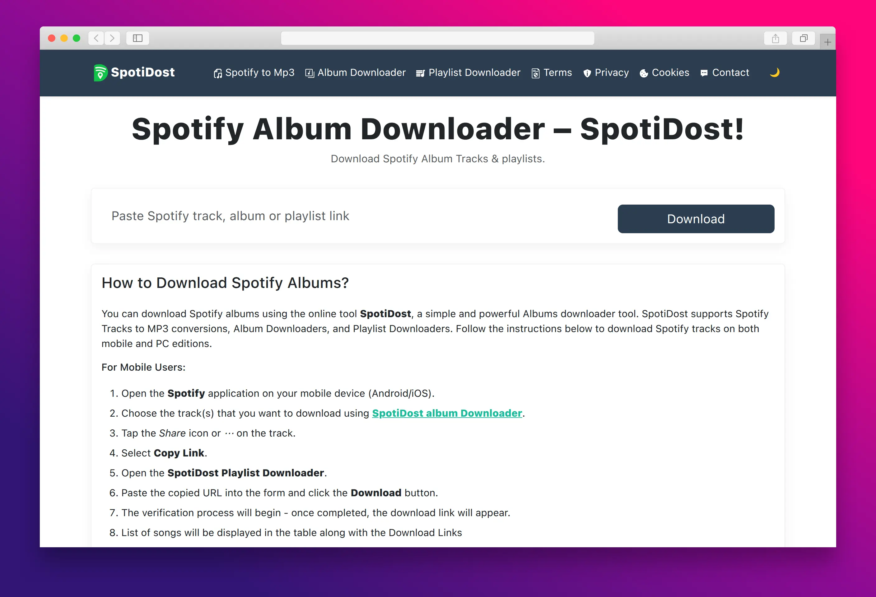 Spotify Album Downloader – SpotiDost: Download Album Tracks in a Seconds!