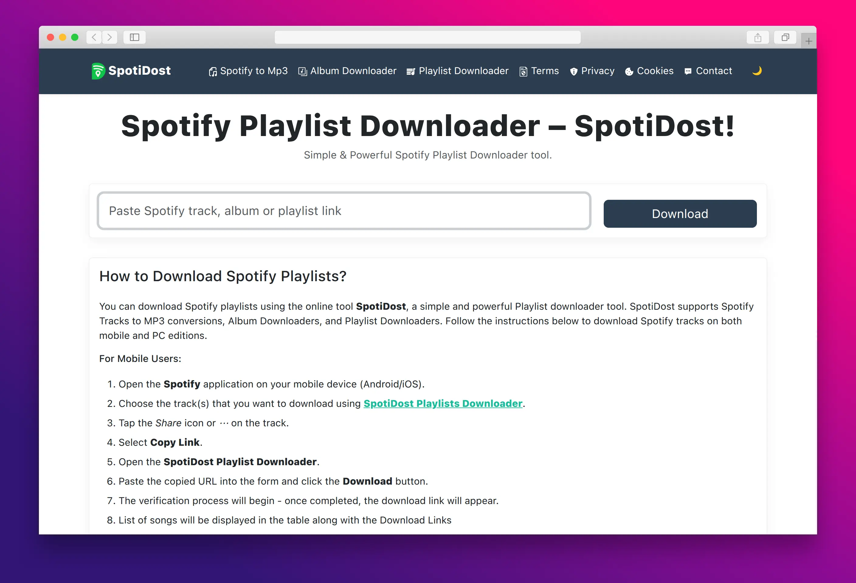 Spotify Playlist Downloader – SpotiDost: Download Playlist Tracks in a ...
